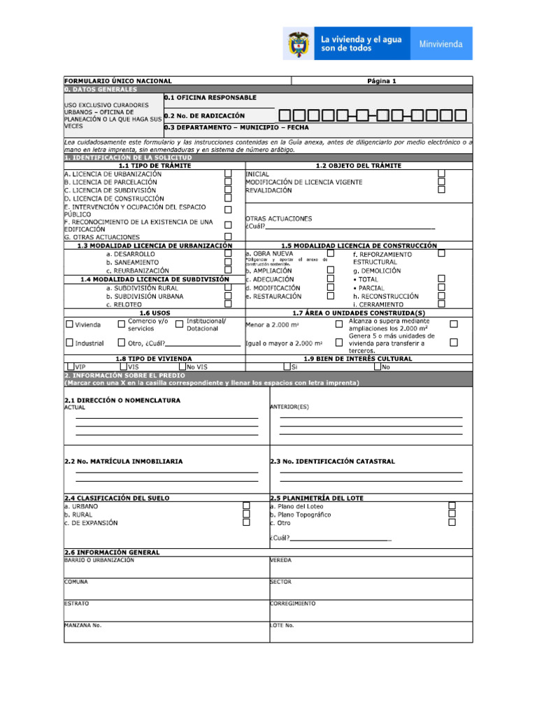 Formulario - Unico de Radicación - 2022 | PDF