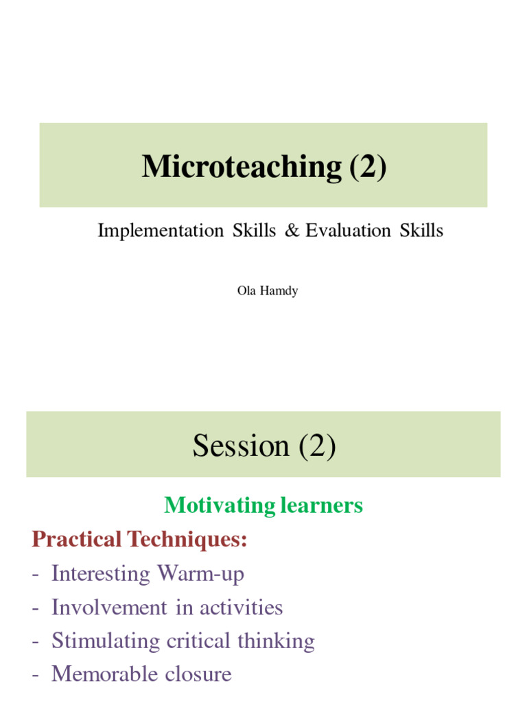 Microteaching (2) -Session 2 | PDF | Learning | Reinforcement
