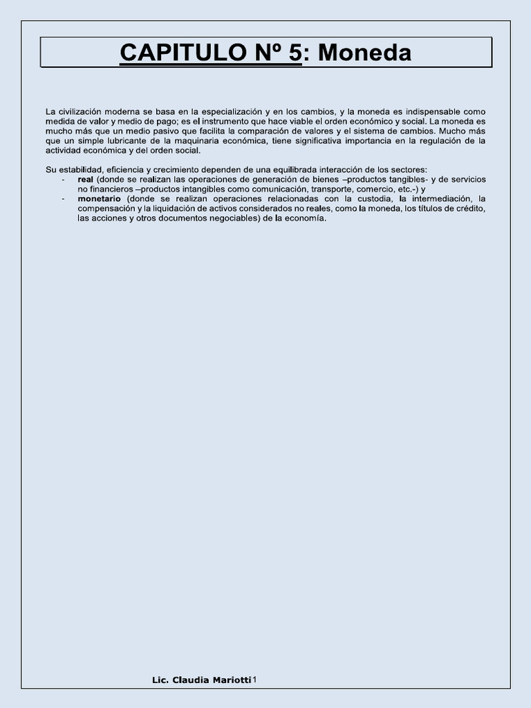 Unidad 5 Moneda | PDF