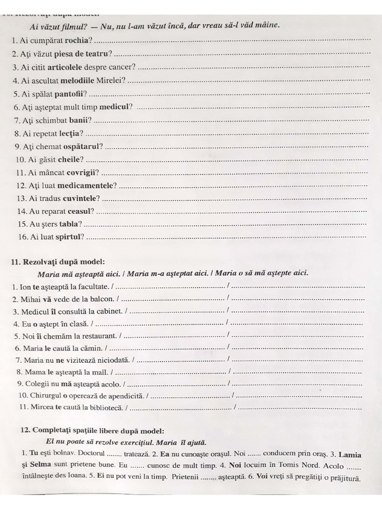 Acuzativ - Exercitii 2 | PDF