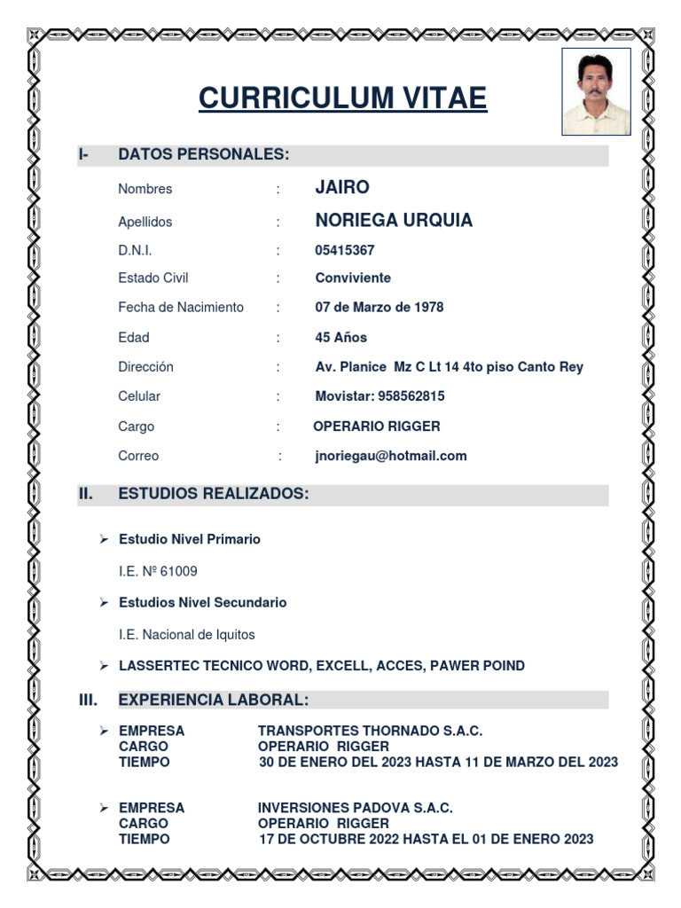 CV - Jairo Noriega | PDF | Autenticación | Control de acceso