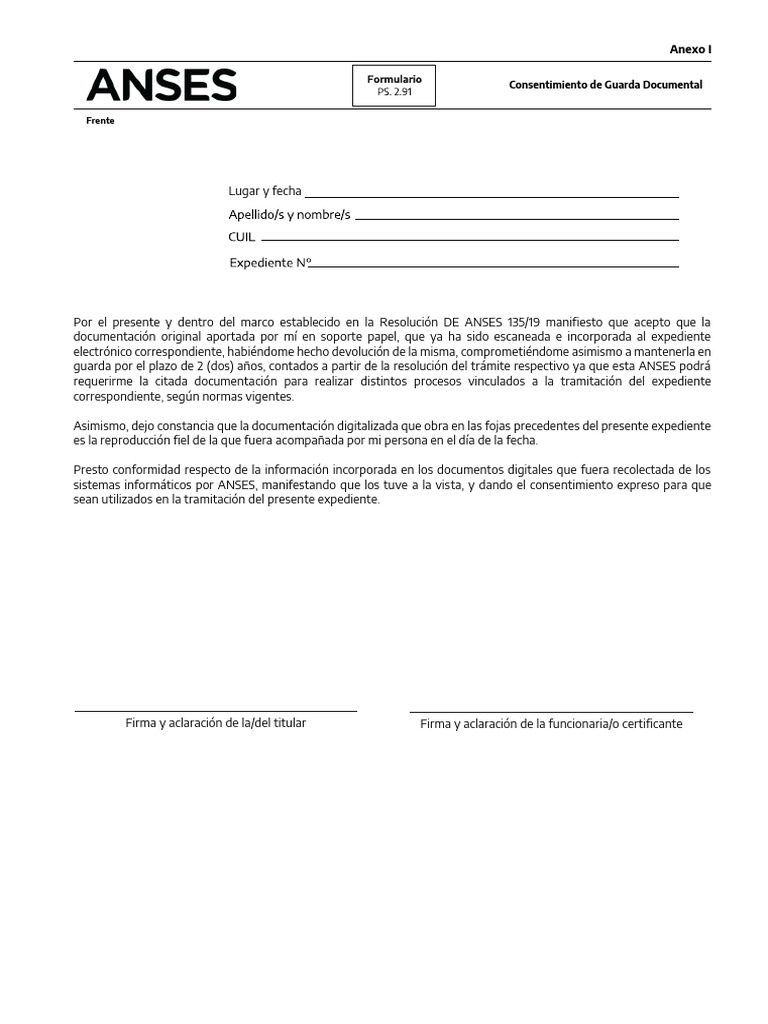 Guarda Documental Form 291 | PDF