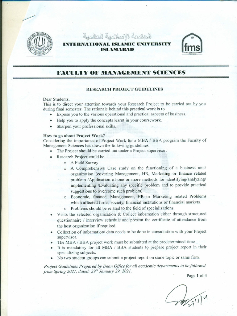 Research Project Guidelines - BBA&MBA | PDF