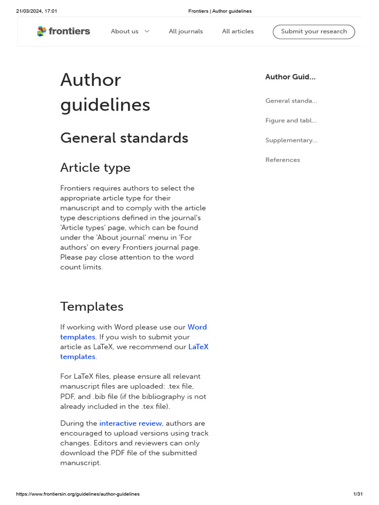 Frontiers - Author Guidelines | PDF | Citation | Contrast (Vision)