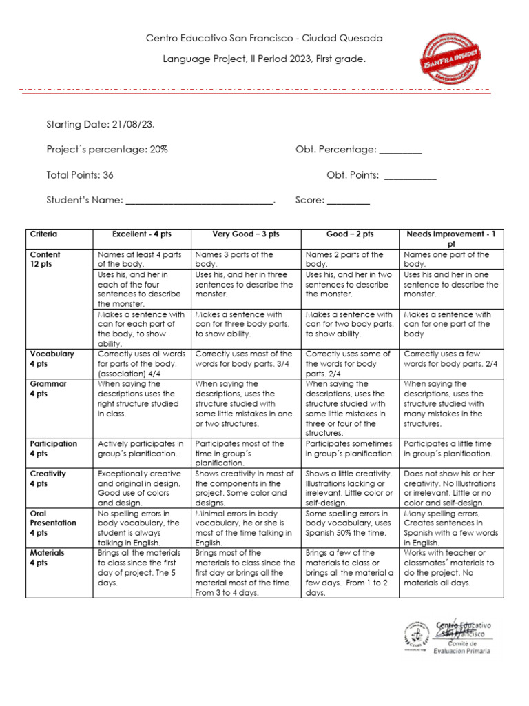 LANGUAGE PROJECT First Grade | PDF | Languages | Foreign Language Studies