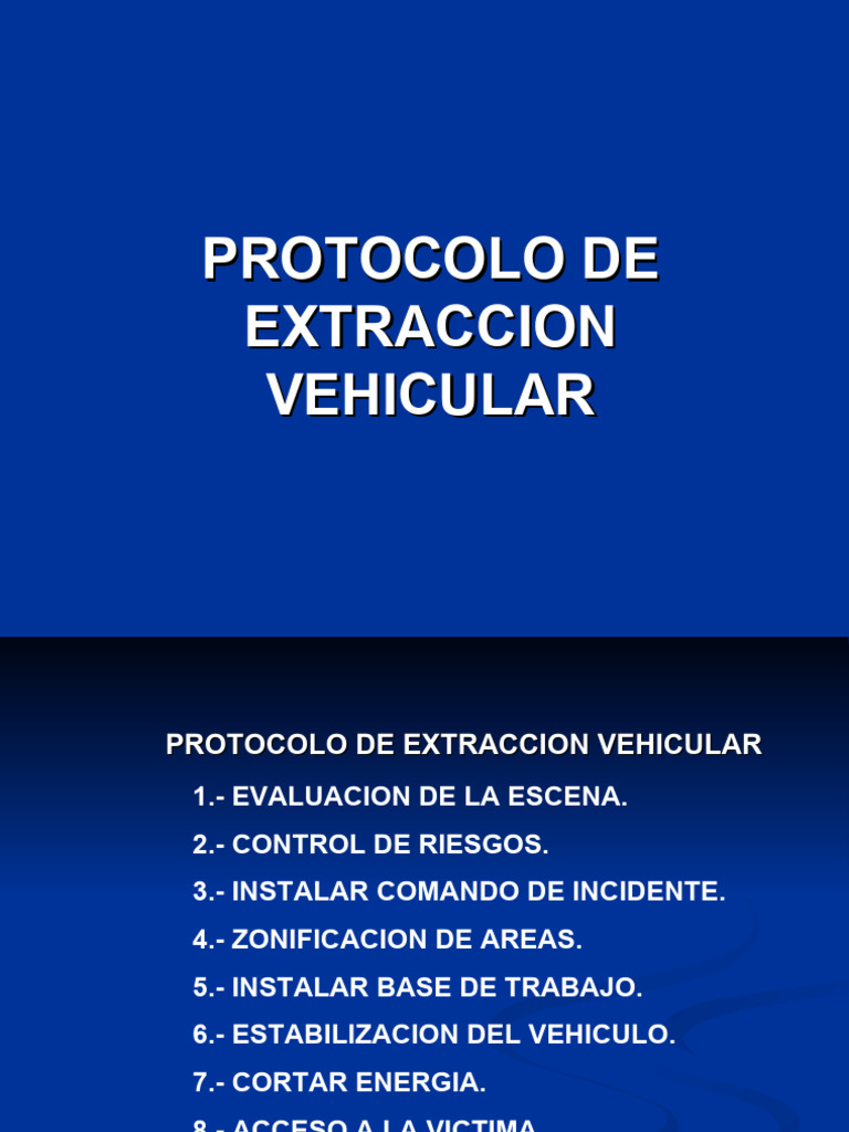 Tema 2 Protocolo de Extraccion Vehicular | PDF | Evaluación