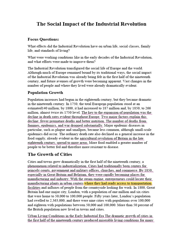 The Social Impact of The Industrial Revolution | PDF | Industrial ...