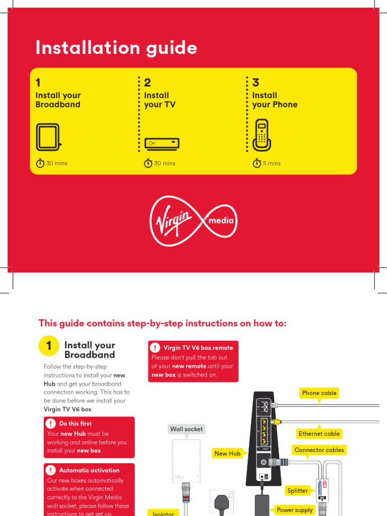 Virgin TV V6 QuickStart Guide For New Customers | PDF | Electrical Connector | Wi Fi