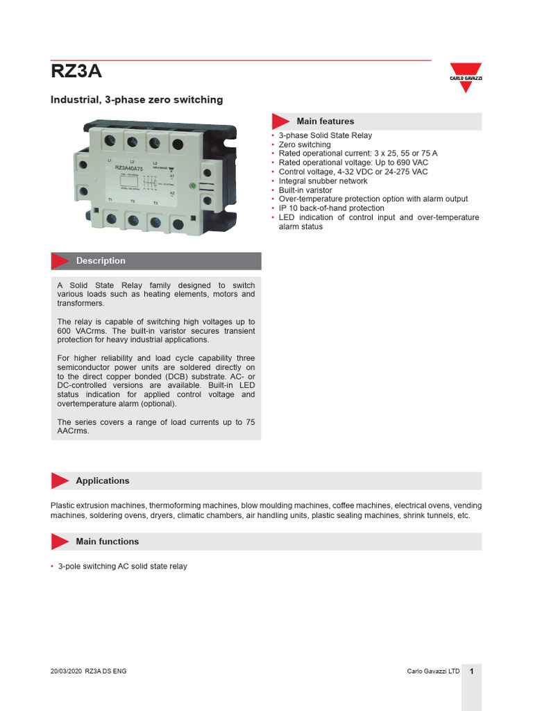 Industrial, 3-Phase Zero Switching: Main Features | PDF | Relay ...