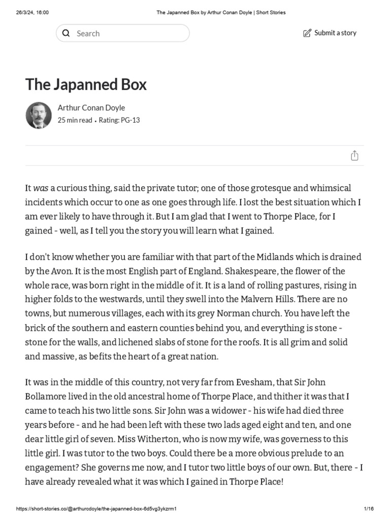 The Japanned Box by Arthur Conan Doyle - Short Stories | PDF | Sherlock ...