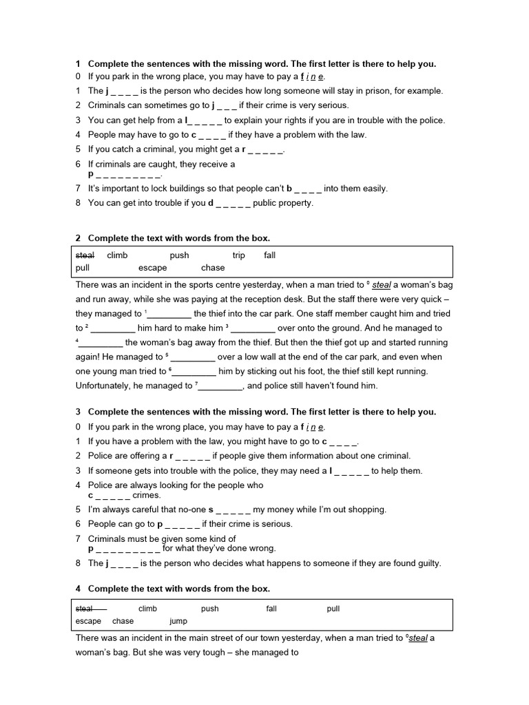 Vocabulary Unity 7 y 8 Cuarto | PDF | Detective | Police