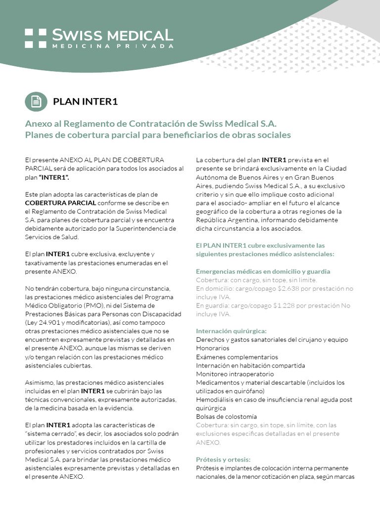 Anexo Plan S1 Swiss Medical INTER1 | PDF | Mutación | Terapia