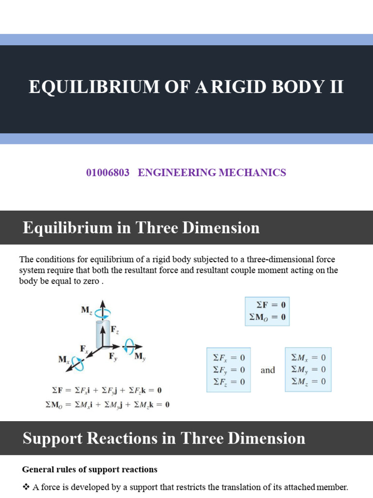 Equilibrium of A Rigid Body II | PDF | Force | Tension (Physics)