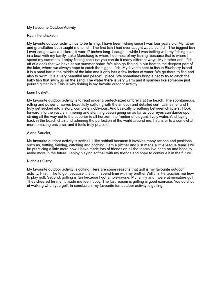 My Favourite Outdoor Activity | PDF