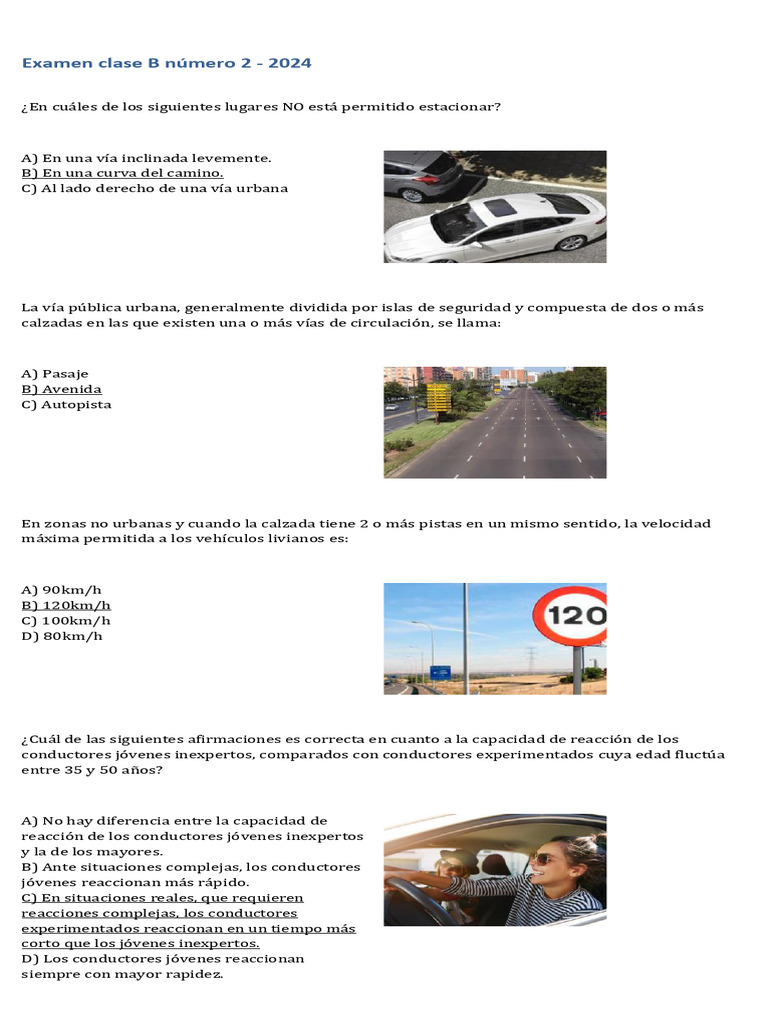 Examen_clase-B_2 2024 | PDF | Tráfico | Peatonal