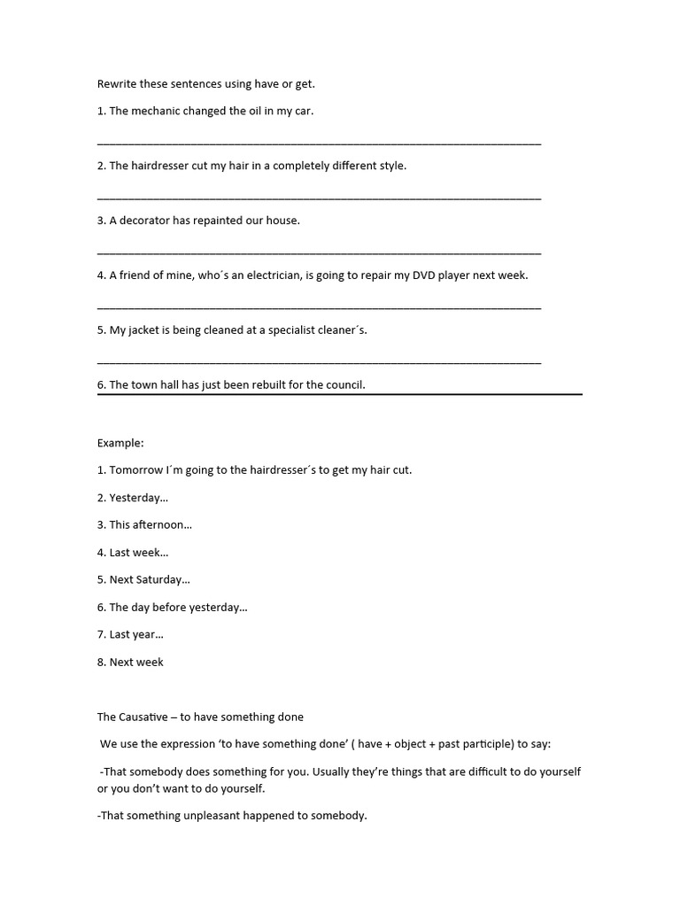 Causative Explanation Exercises | PDF | Verb