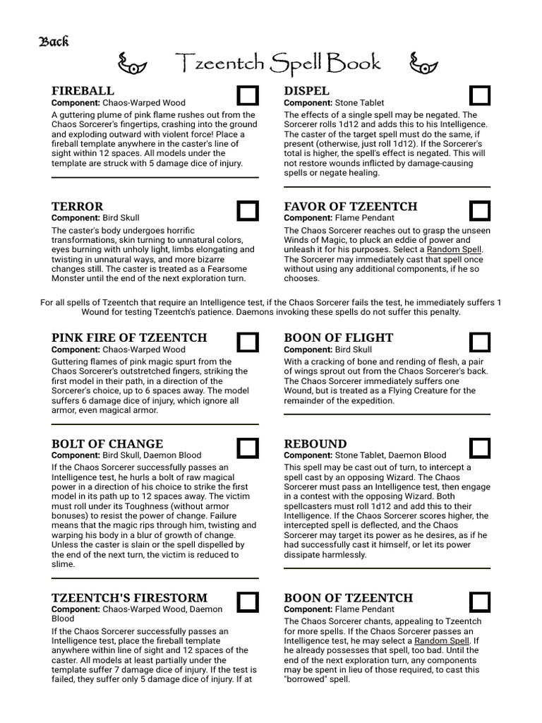 Tzeentch Spell List | PDF | Magician (Fantasy)