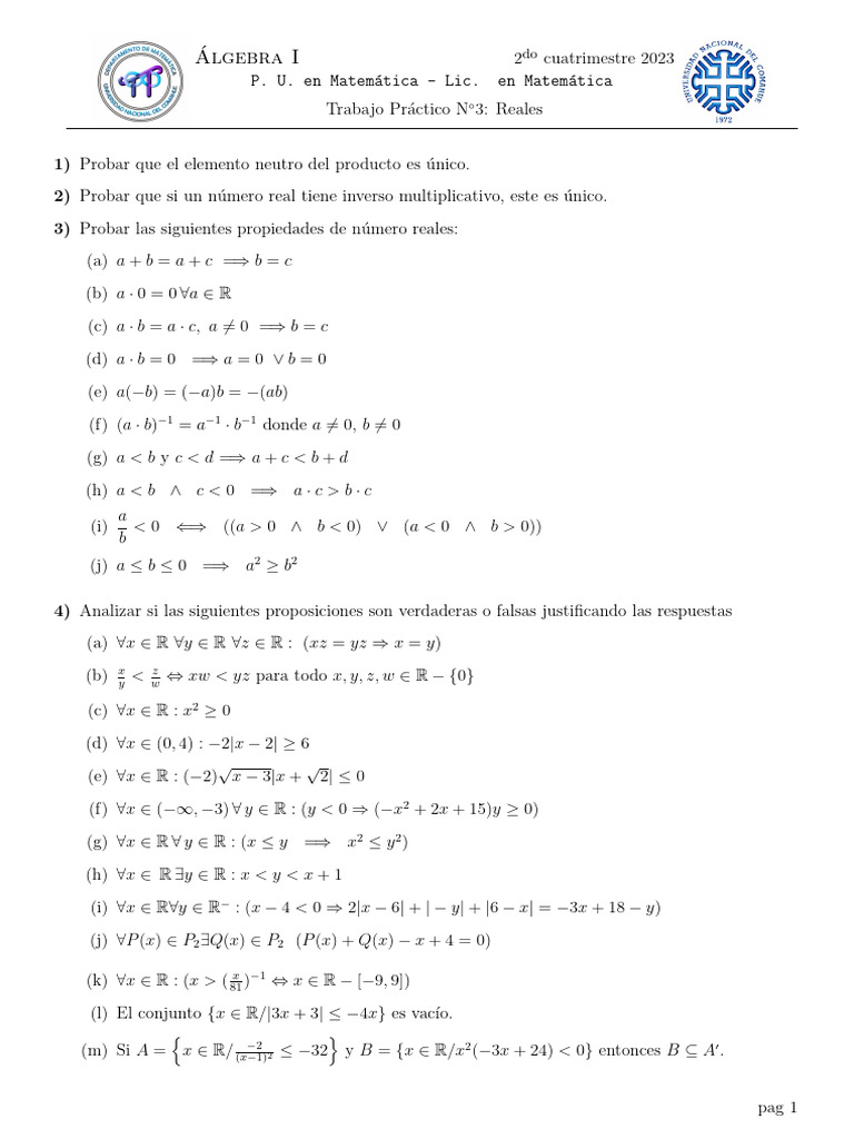 Trabajo Practico Nº3 - Numeros Reales | PDF | Matemáticas | Álgebra