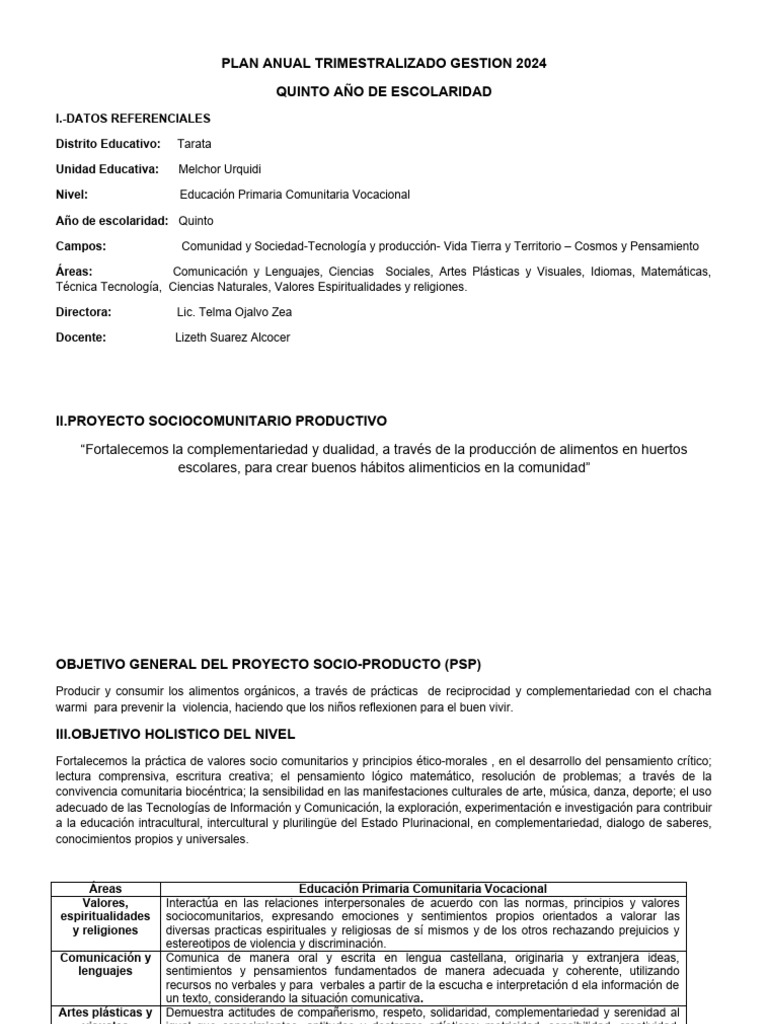 Pat 2024 Quinto | PDF | Comunicación | Bolivia