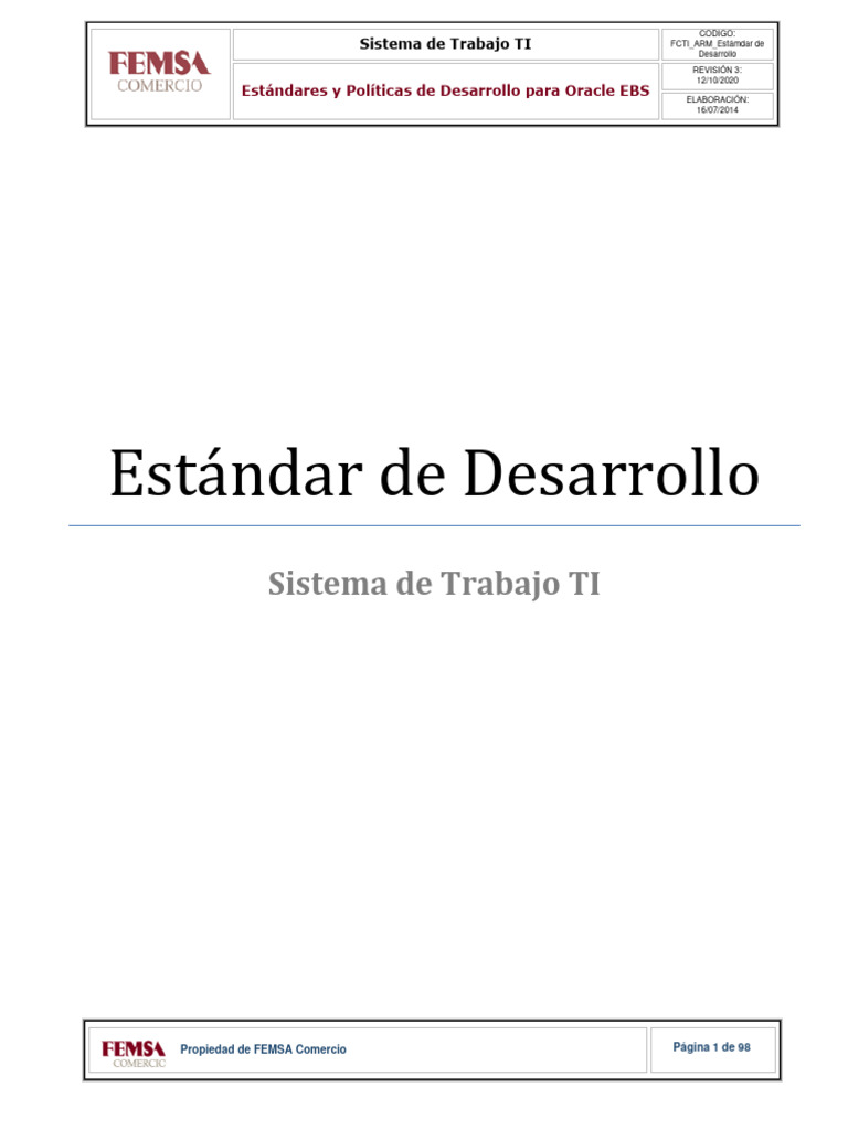 FCTI - ARM - Estandar Desarrollo Oracle EBS Rev. 3 | PDF | SQL | Pl / Sql