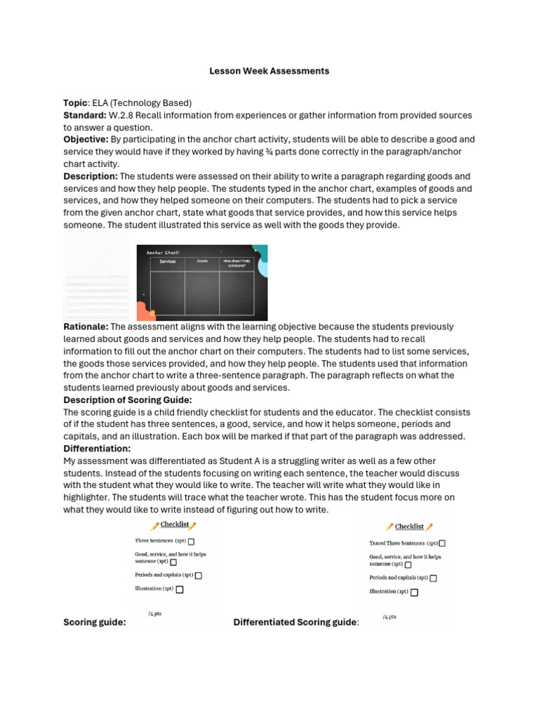 ELA and SS Assessments for Goods & Services | PDF | Learning | Rubric ...