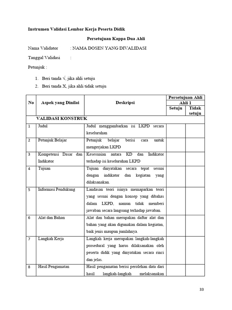 Lembar Validasi LKPD Dosen & Guru | PDF | Karier & Perkembangan
