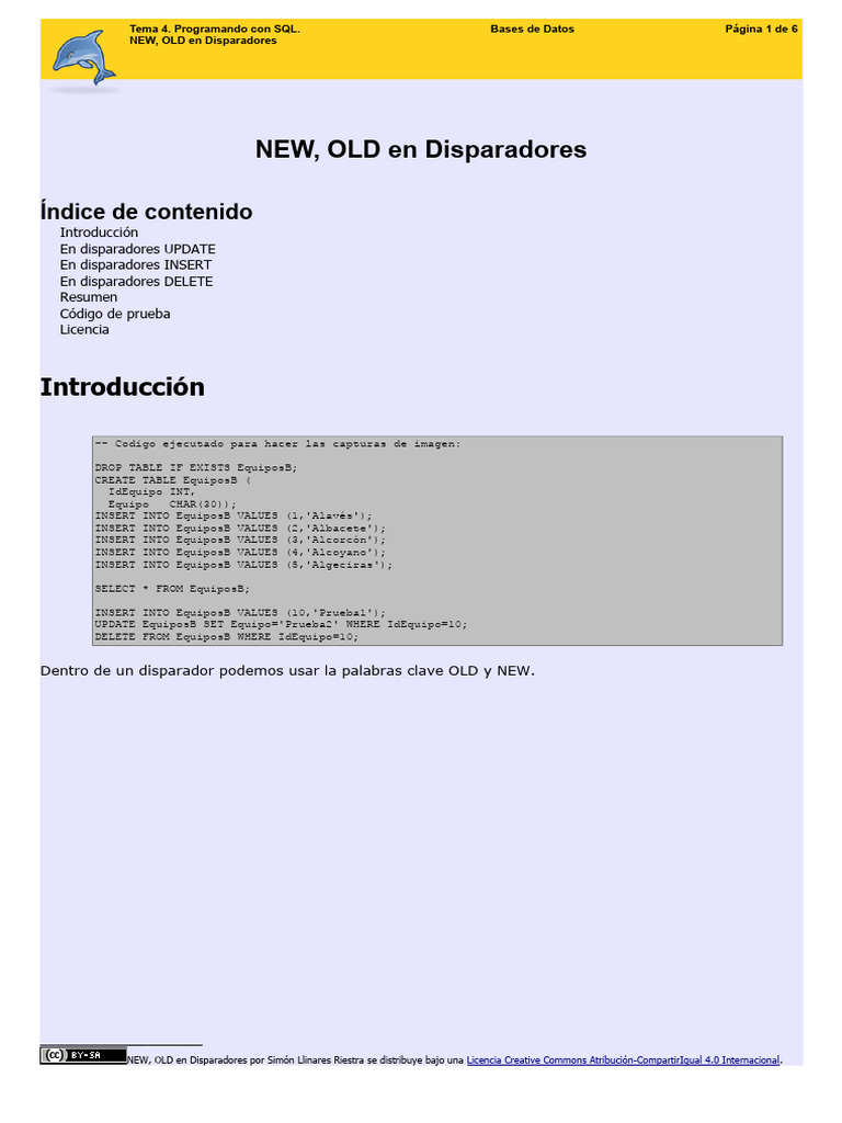 NEW, OLD en Disparadores | PDF | SQL | Recuperación de información