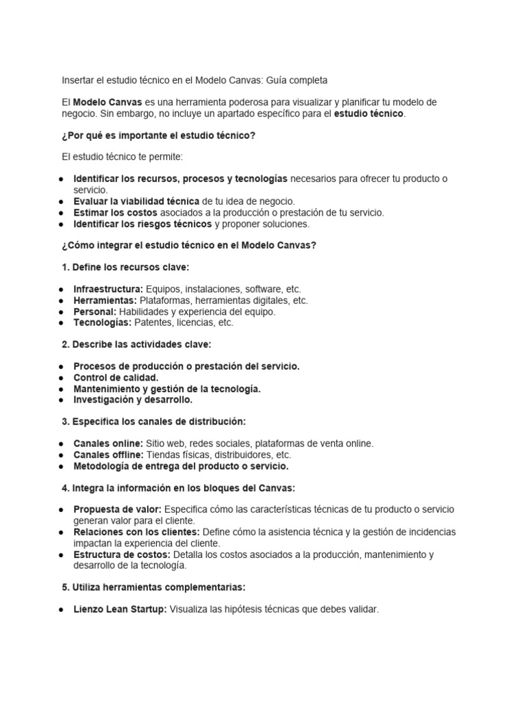 Como Insertar El Estudio Tecnico en El Modelo Can... | PDF | Business
