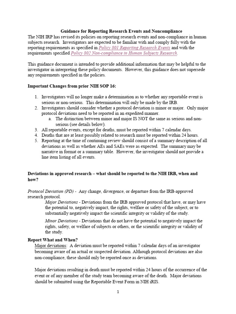 802 - Guideline For Reporting Research Events and Non-Compliance | PDF | Institutional Review ...