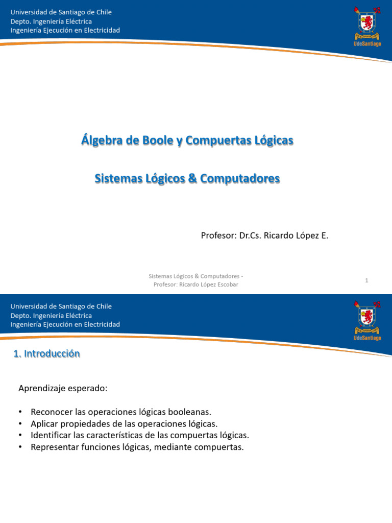05 - Clase - Álgebra de Boole y Compuertas Lógicas | PDF | Puerta lógica | Álgebra de Boole