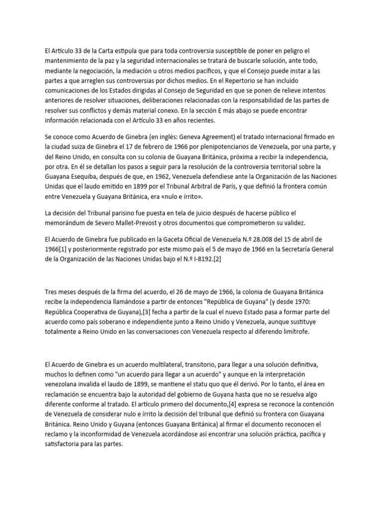 El Artículo 33 | PDF | Relaciones Internacionales | América del Sur