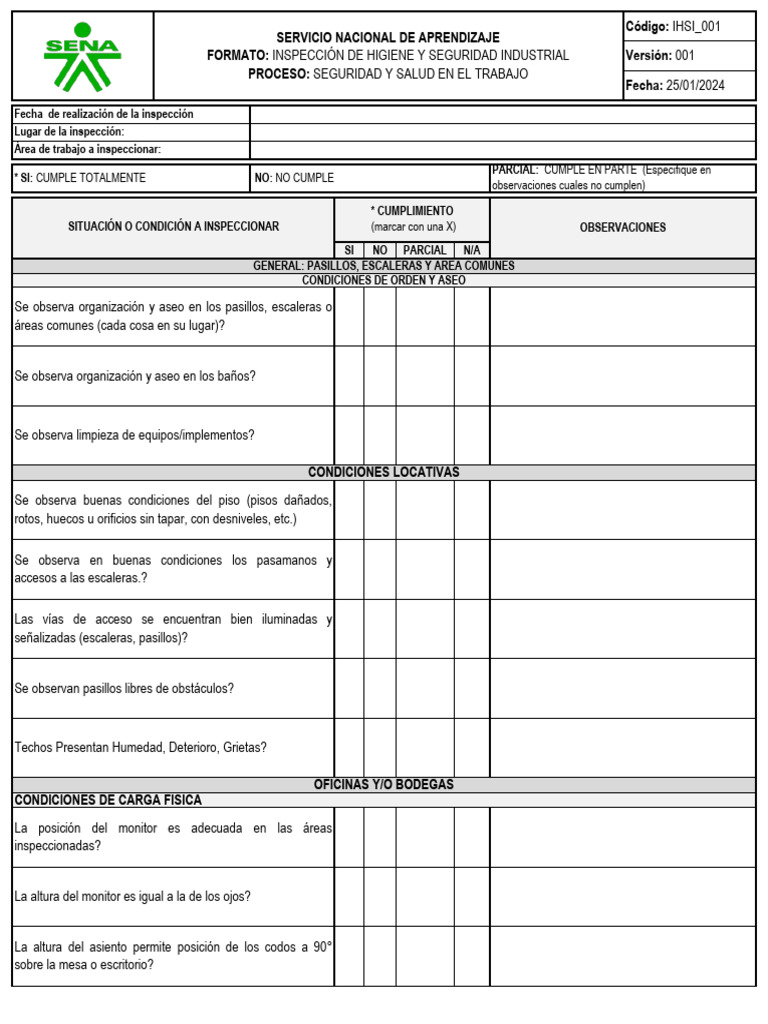 Inspección de Seguridad y Salud Laboral | PDF | Higiene | Agua