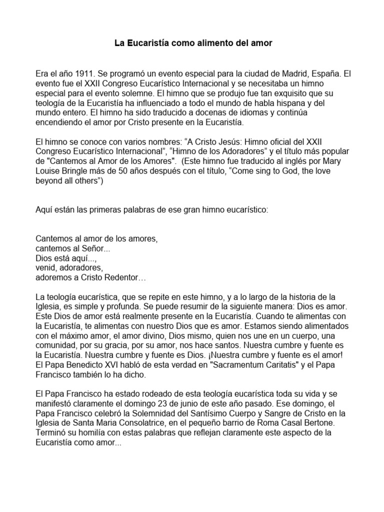 Himno Eucarístico: Amor y Fe | PDF | eucaristía | Teología