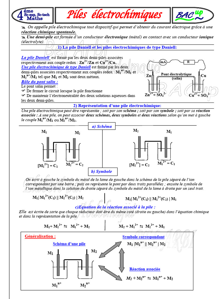 1 - MR Abdelmajid Belarbi PILES Cours Et Exercices | PDF | Électrochimie | Réaction d'oxydoréduction