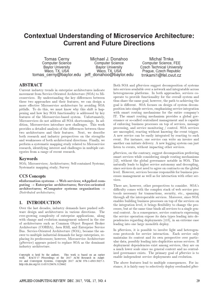 Cerny 2018 | PDF | Service Oriented Architecture | User Interface