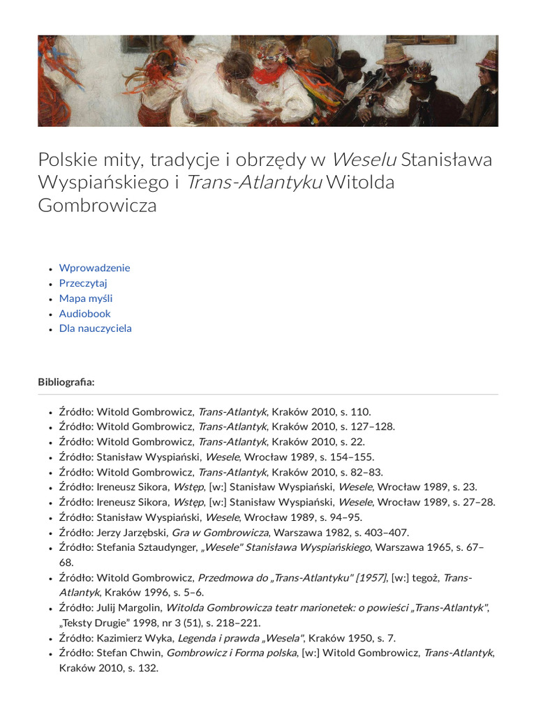 Polskie Mity Tradycje I Obrzedy W Emciteweseluciteem Stanislawa | PDF