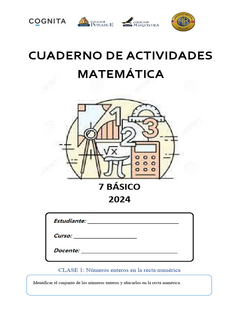 Cuadernillo Actividades Unidad 1 7mo | PDF | Entero | Matemática Elemental