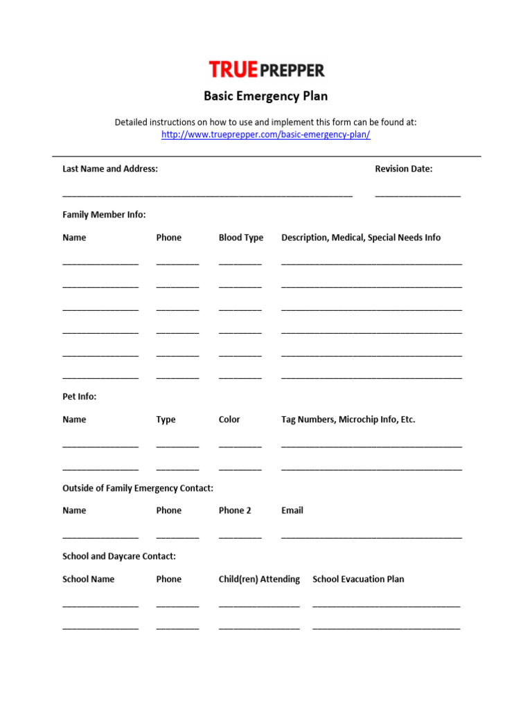 TruePrepper Basic Emergency Plan | PDF | Emergency Management