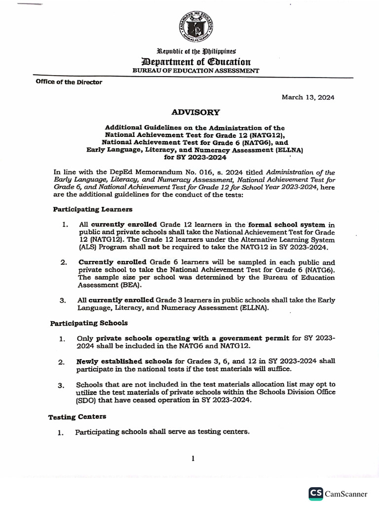 Advisory To Deped Memorandum No. 16 S. 2024 | PDF