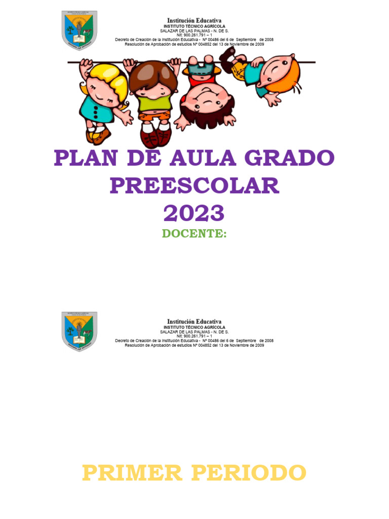 Planes de Aula Grado Preescolar | PDF | Educación de la primera ...
