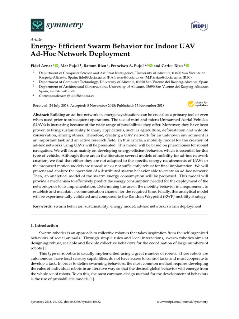 Energy-Efficient Swarm Behavior For Indoor UAV Ad | PDF | Wireless Ad ...