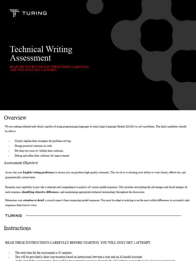 [Turing] Guidelines for Technical Writing Assessment (March 2024) | PDF ...