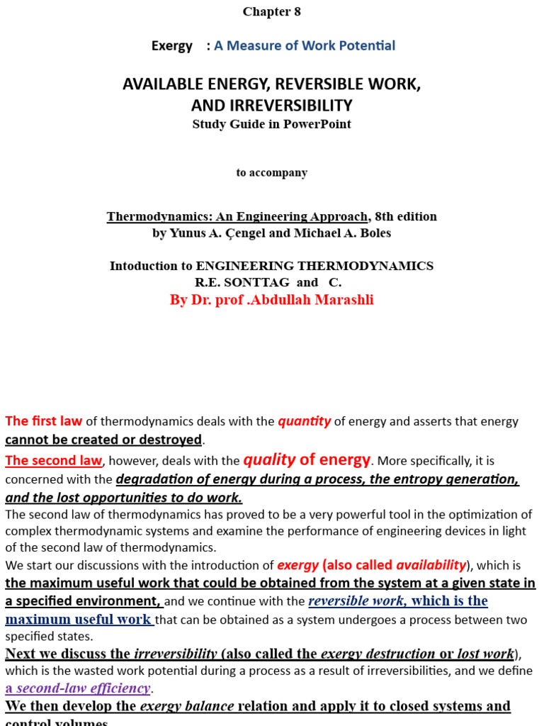 Lecture - 2 Chapter 8exergy 2017 | PDF | Science & Mathematics