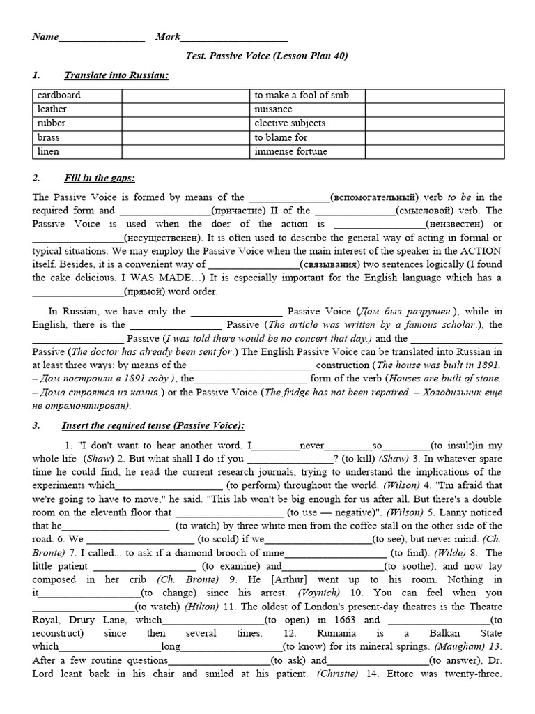 Test Passive Voice Pdf Linguistic Typology Syntax