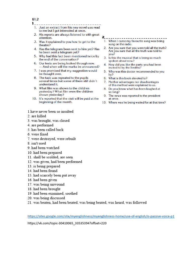Passive Voice Test with Answers | PDF