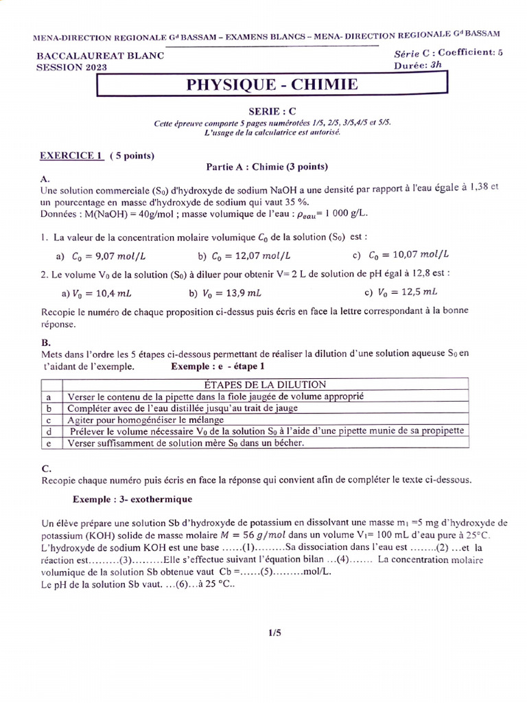 PC BAC C Grand-Bassam 2023 | PDF