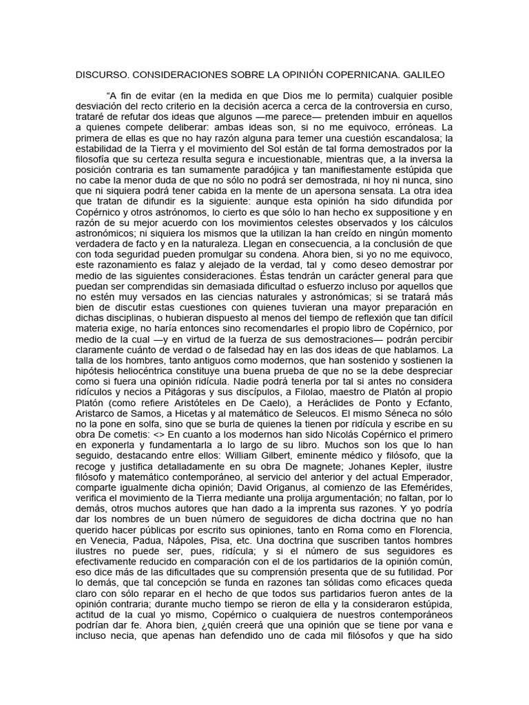 DISCURSO | PDF | Nicolás Copérnico | Platón
