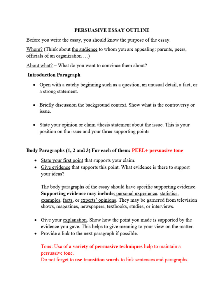 Persuasive Essay Outline | PDF | Essays | Argument