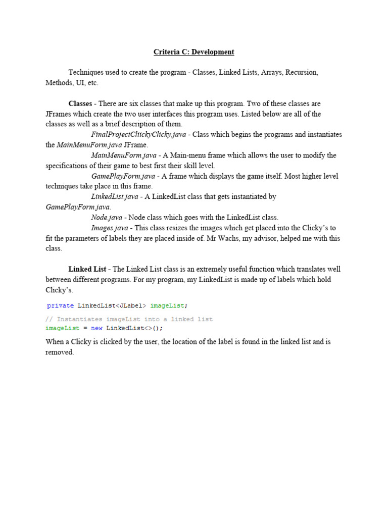 Crit C Development | PDF | Class (Computer Programming) | Computer ... Crit C Development | PDF | Class (Computer Programming) | Computer ...