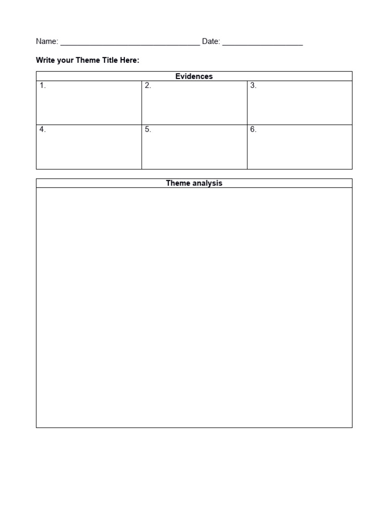 Blank Theme Analysis Organizer | PDF